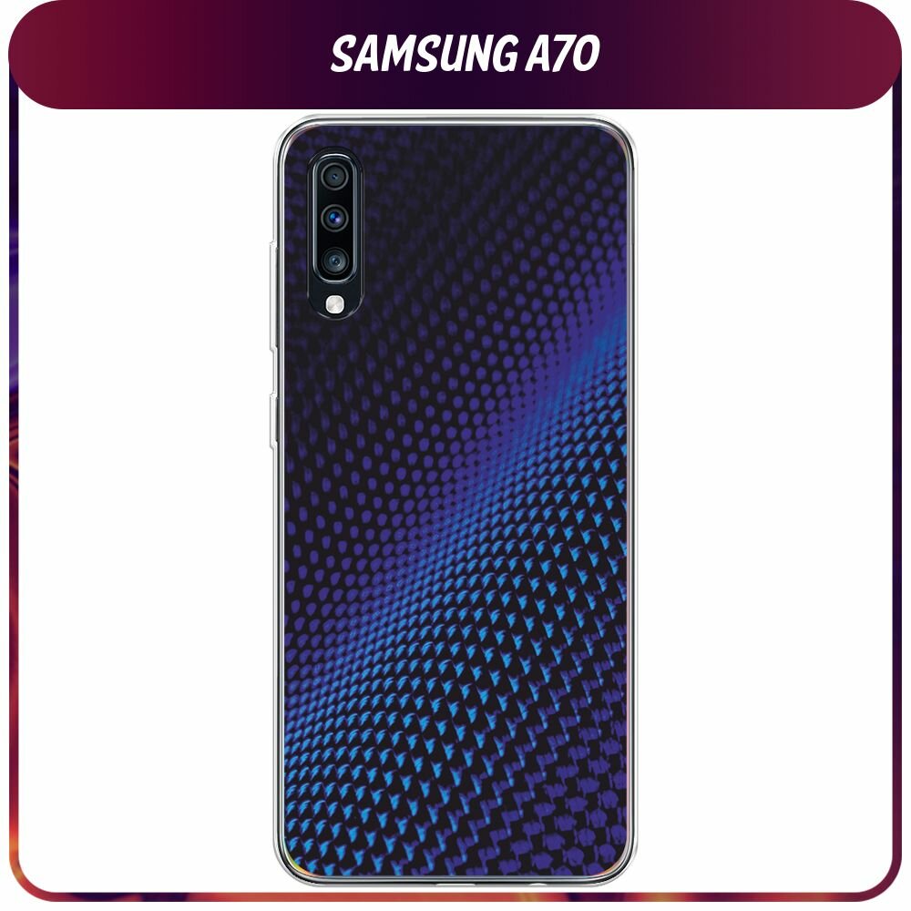 Чехол на Samsung Galaxy A70 / Самсунг Галакси А70 с принтом "Синий карбон"