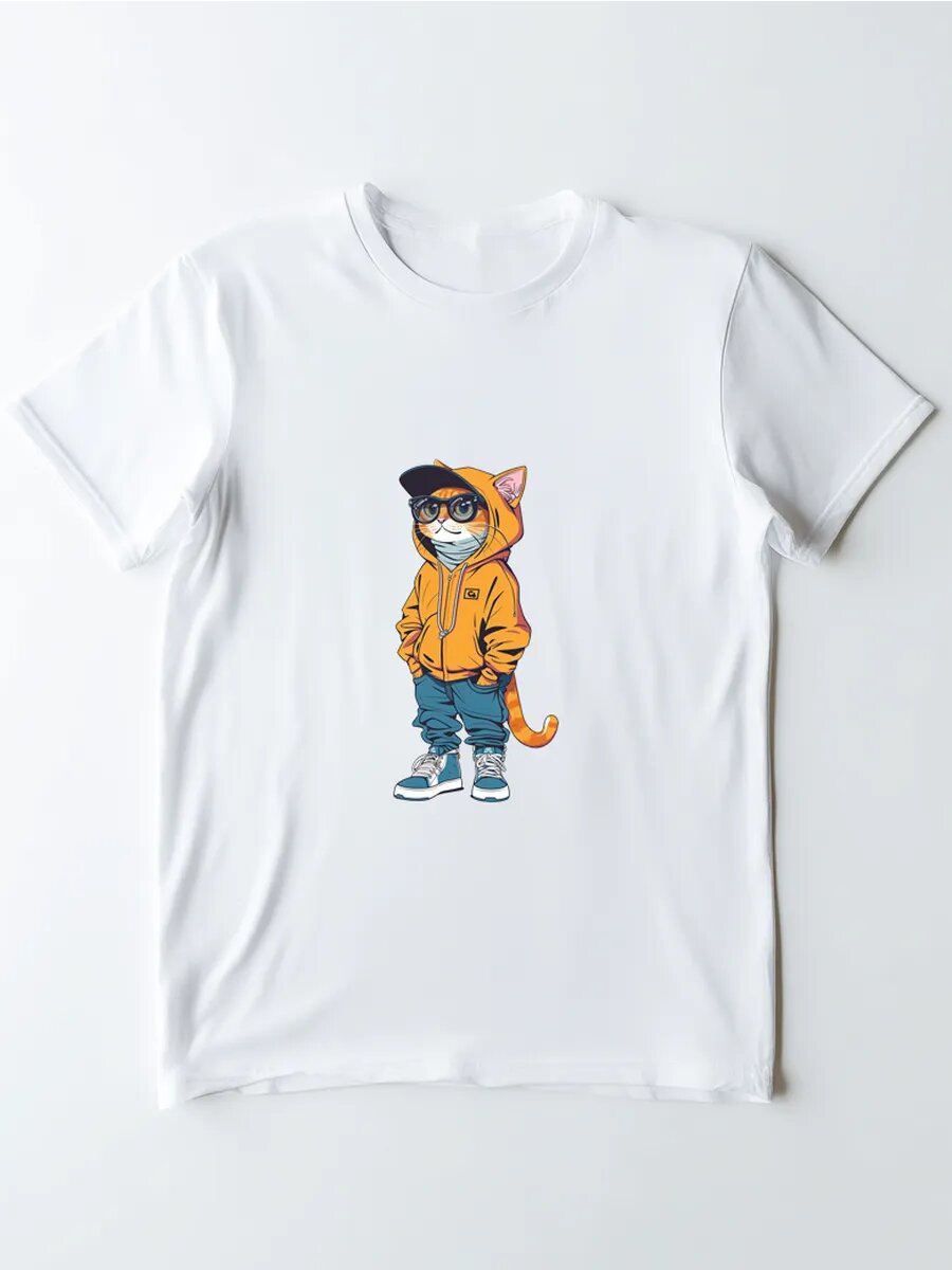 Футболка желтый модный кот