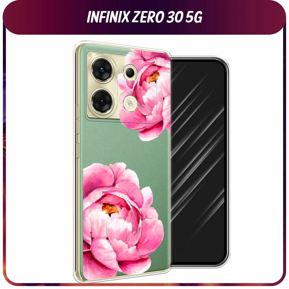 Чехол на Infinix Zero 30 5G / Инфиникс Зеро 30 5G с принтом "Open peonies", прозрачный