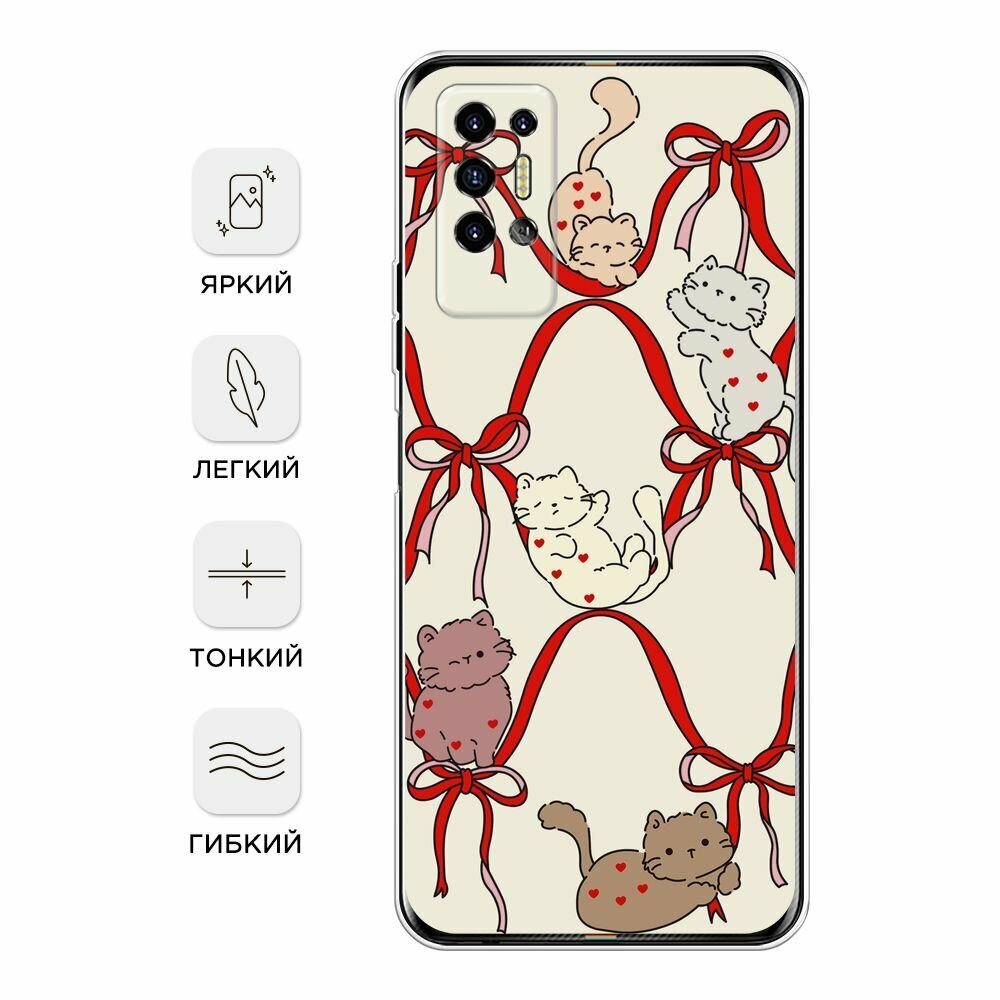 Чехол на Tecno Pova 2 / Текно Пова 2 с принтом "Котики в ленточках 1" — фото 1