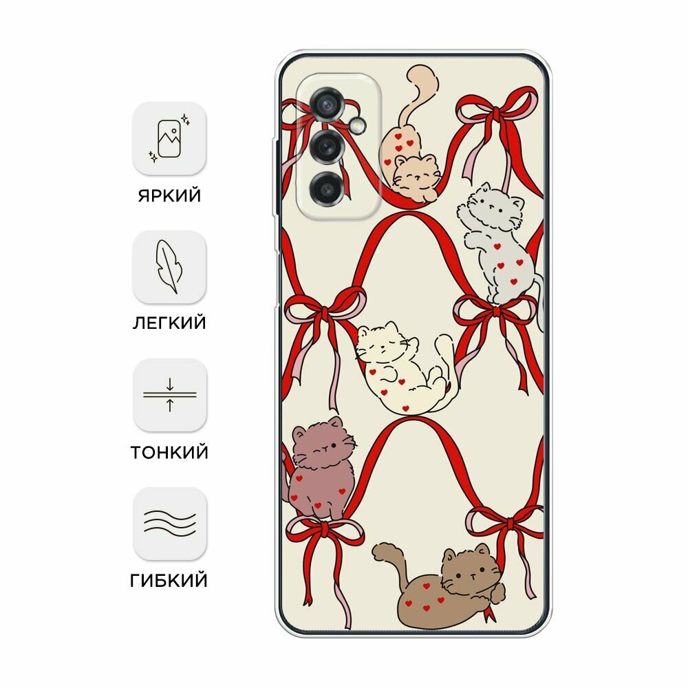 Чехол на Samsung Galaxy M52 / Самсунг Галакси M52 с принтом "Котики в ленточках 1" — фото 1