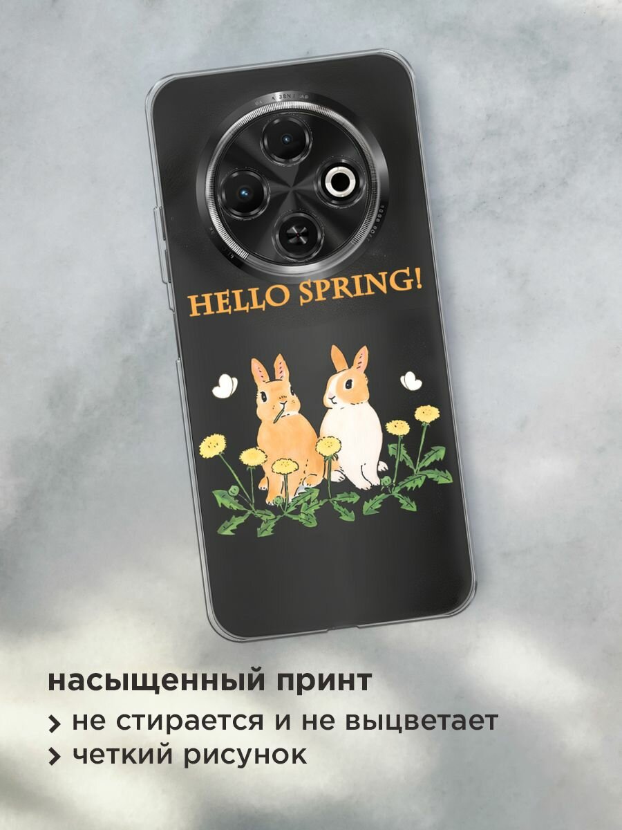 Чехол на Tecno Spark 30C / Текно Спарк 30C с принтом "Весенние кролики", прозрачный — фото 1