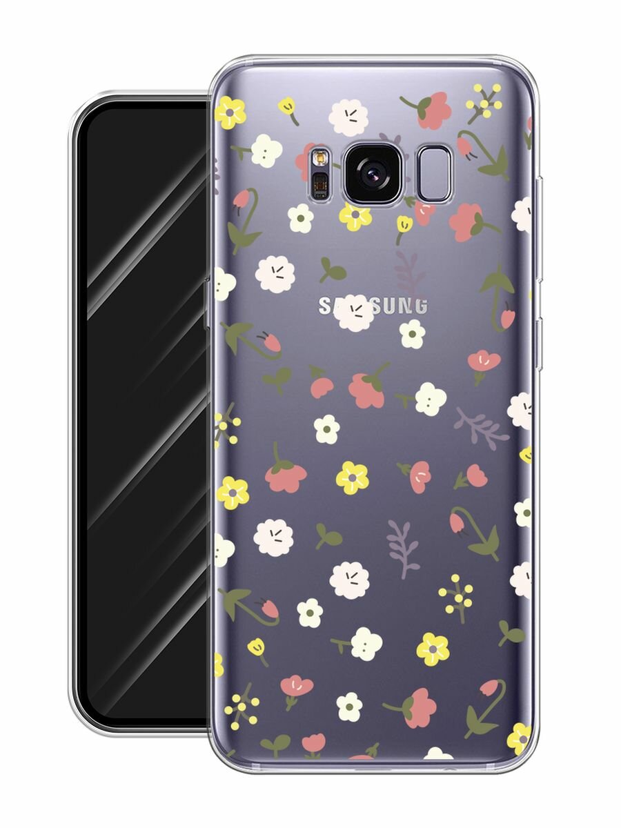 Чехол на Samsung Galaxy S8 + / Самсунг Галакси С8 Плюс с принтом "Россыпь цветов рисунок", прозрачный — фото 1