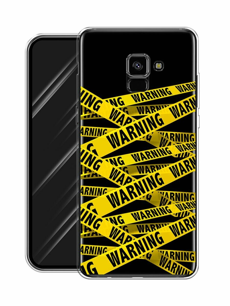 Чехол на Samsung Galaxy A8 + / Самсунг Галакси А8 Плюс 2018 с принтом "Warning!", прозрачный — фото 1
