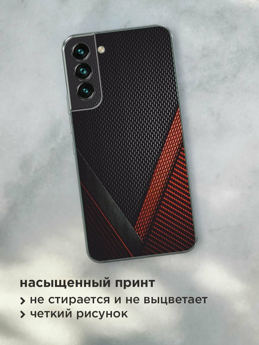 Чехол на Samsung Galaxy S22 + / Самсунг Галакси S22 Плюс с принтом "Красный карбон" — фото 1