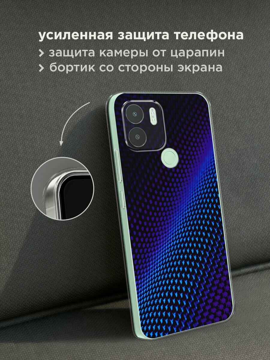 Чехол на Xiaomi Redmi A1+/Redmi A2+/Poco C51/C50 / Редми A1+ с принтом "Синий карбон" — фото 1