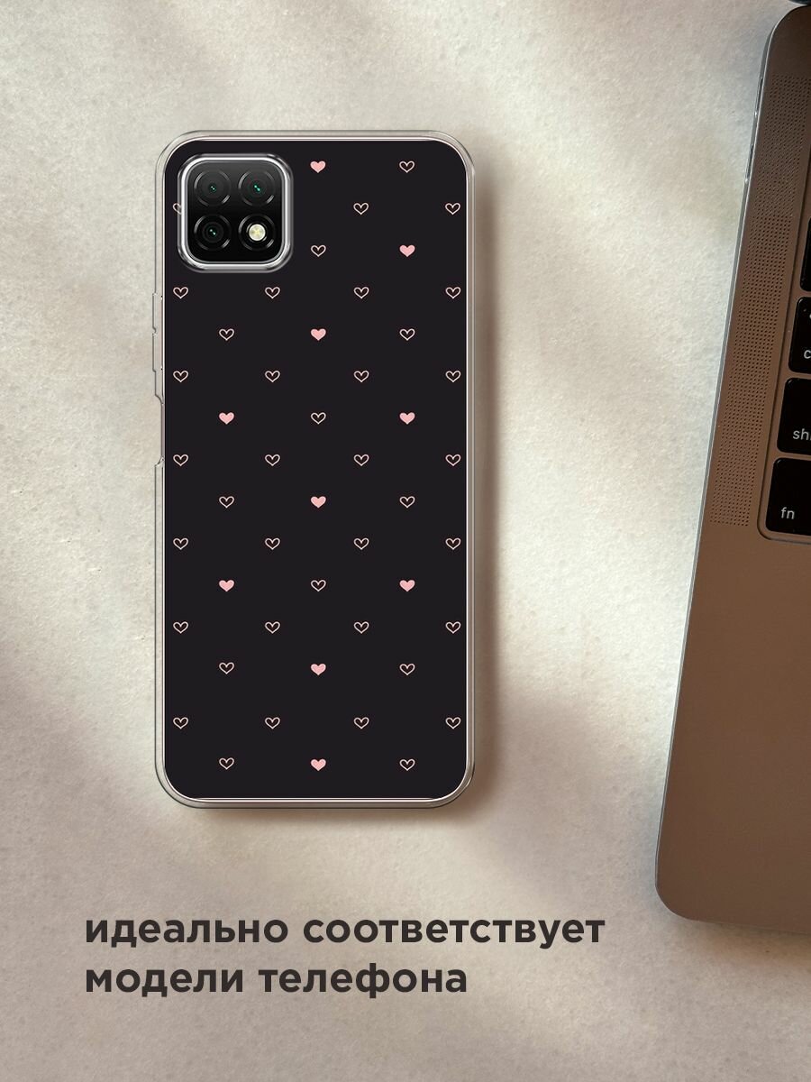 Чехол на Wiko T3 / Вико Т3 с принтом "Черный фон и сердечки" — фото 1