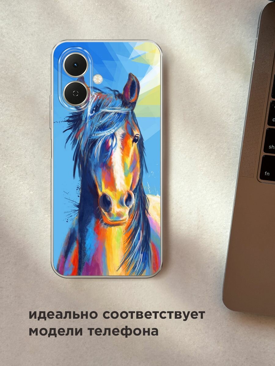 Чехол на Tecno Spark Go 2 / Текно Спарк Го 2 с принтом "Лошадь арт 3" — фото 1