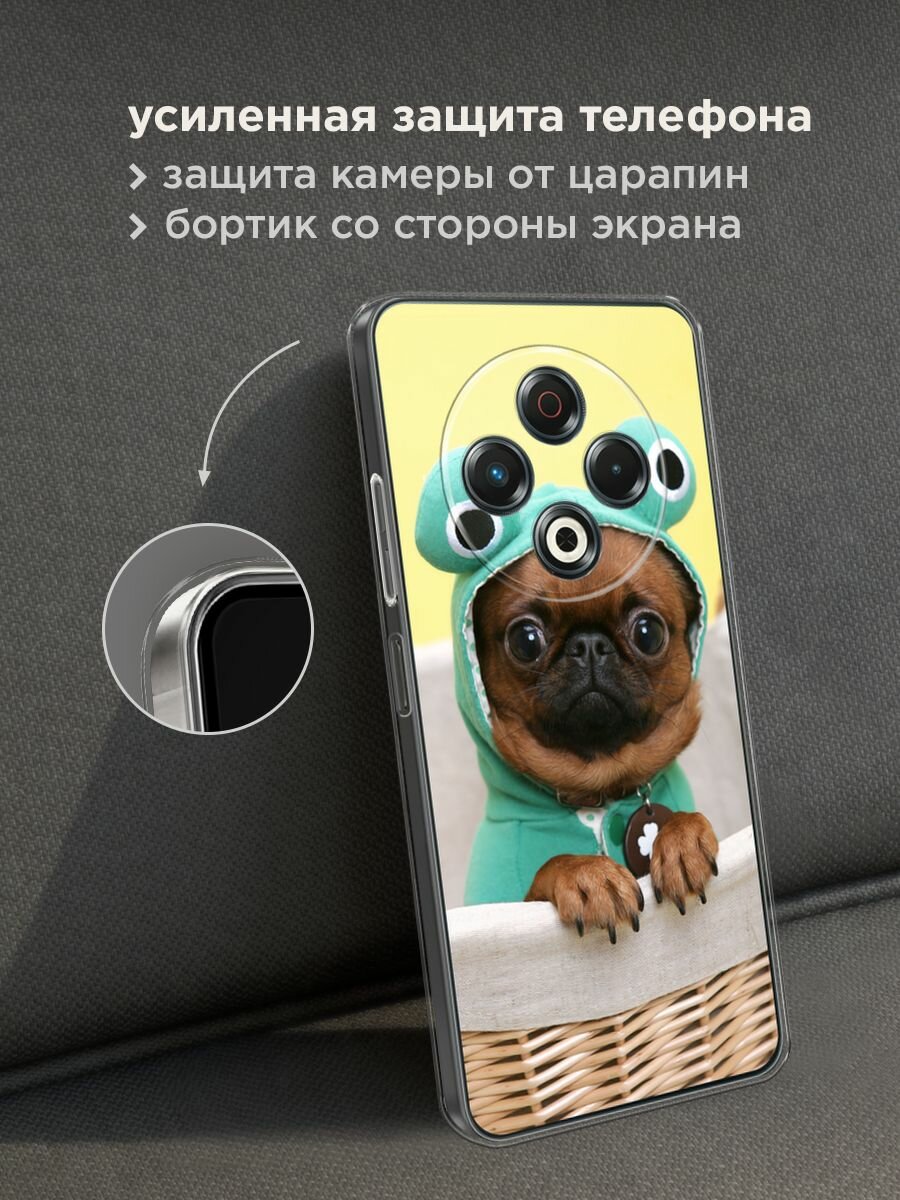 Чехол на Tecno Spark 30 / Текно Спарк 30 с принтом "Собачка в шапке лягушки" — фото 1