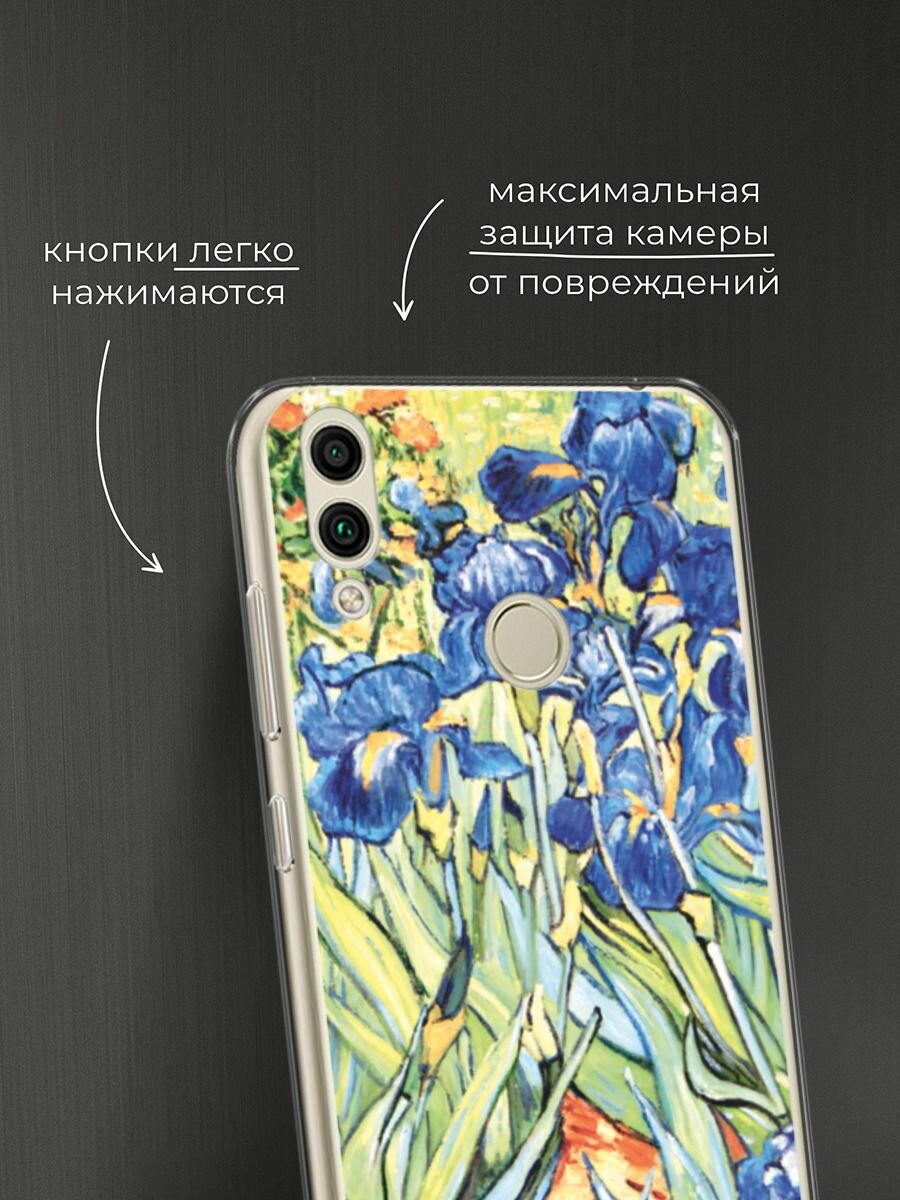 Силиконовый чехол на Honor 8C / Хонор 8С с принтом "Ирисы Ван Гог" — фото 1