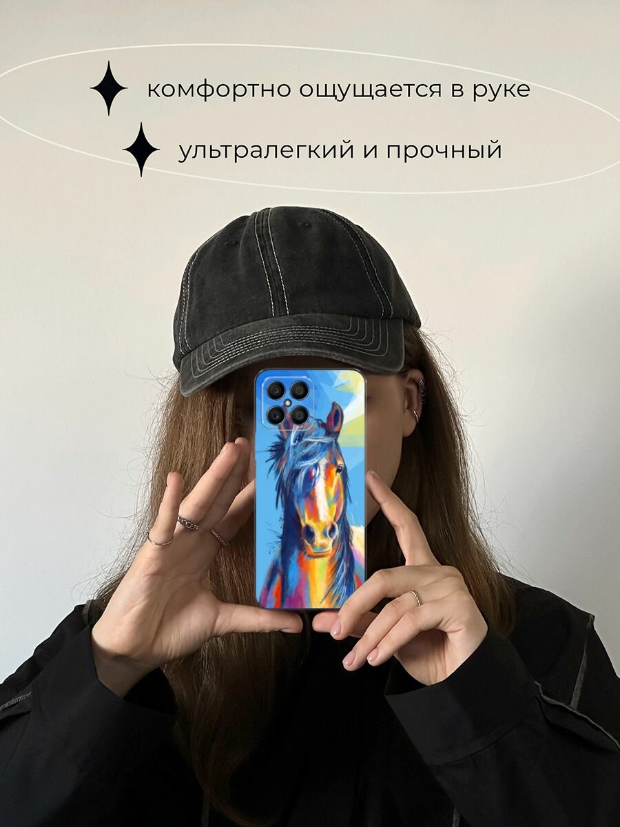 Силиконовый чехол на Honor X8 / Хуавей X8 с принтом "Лошадь арт 3" — фото 1