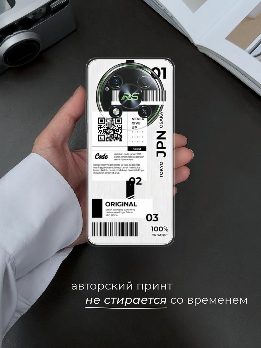Силиконовый чехол на Itel RS4 / Ител РС4 с принтом "JPN", прозрачный — фото 1