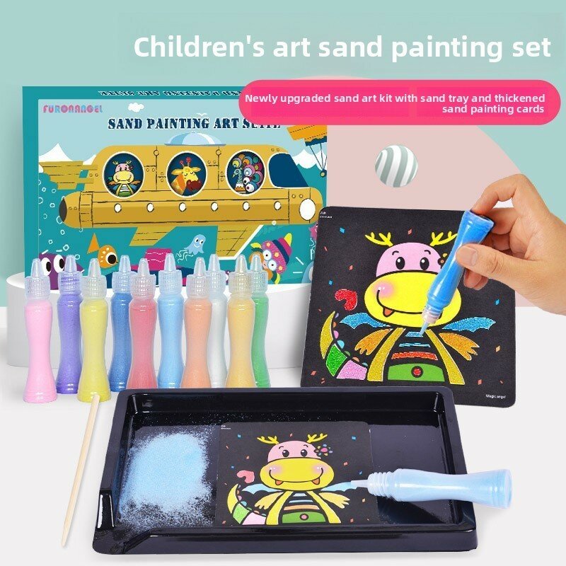 Creative kids sand art kit with traffic animal theme for handson learning and entertainment cartoon
