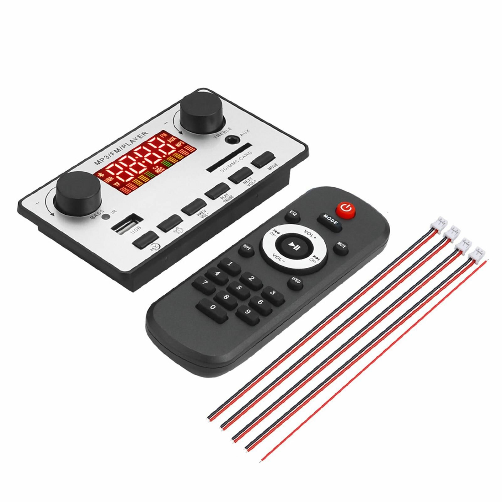 Bluetooth-совместимые платы модули USB Aux FM Radio с цветовым дисплеем экрана, Серебро