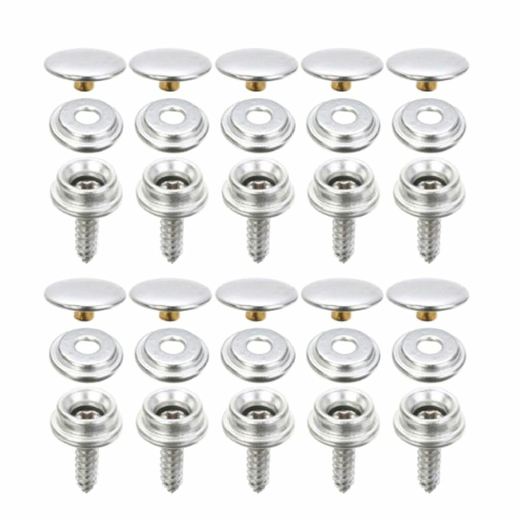 Клипса крепежная автомобильная, Набор белых кнопок из нержавеющей стали - 10 комплектов белых кнопок диаметром 15 мм, один комплект