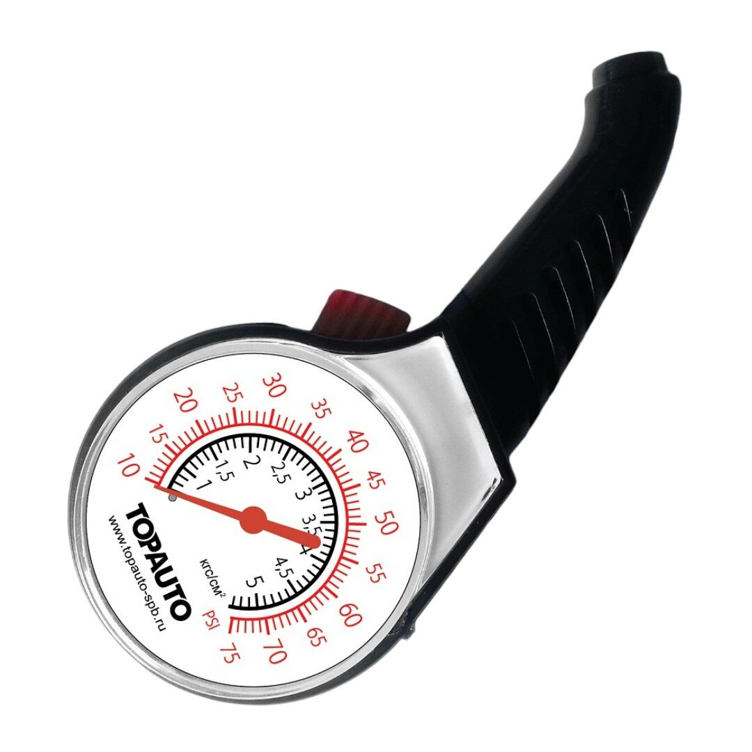 Манометр шинный Топавто с пластиковым корпусом до 5 атм, точное давление в колесах