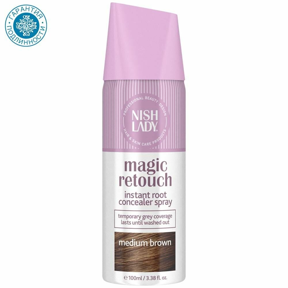 Тонирующий спрей для волос Nish Lady Magic Retouch, для скрытия седины, коричневый