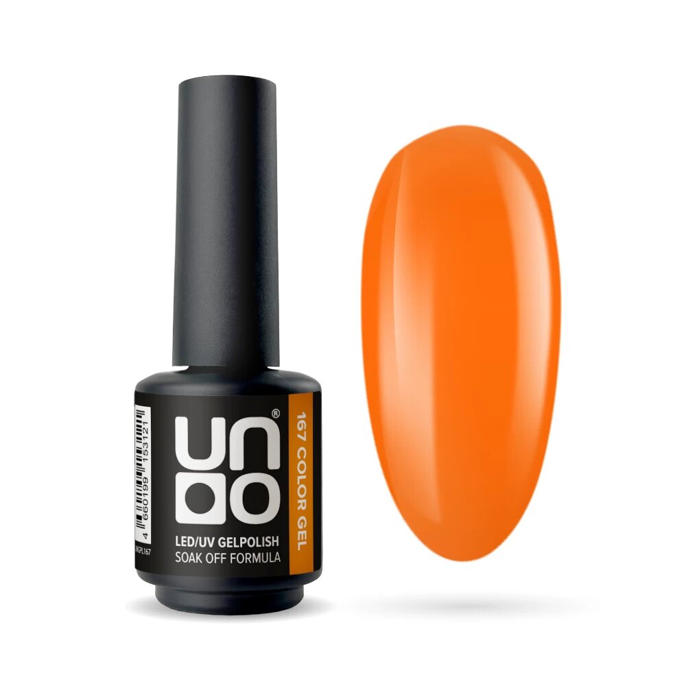 Гель-лак UNO 167 "Апельсиновая Долька" Orange Slice, глянцевый, оранжевый