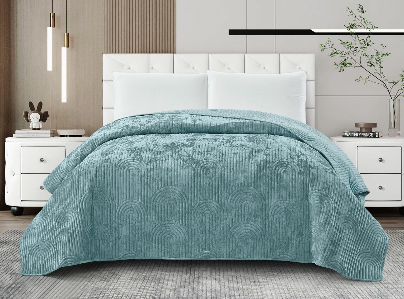 Покрывало велюровое на диван, кровать, Вальтери, 240х260см, полиэстер