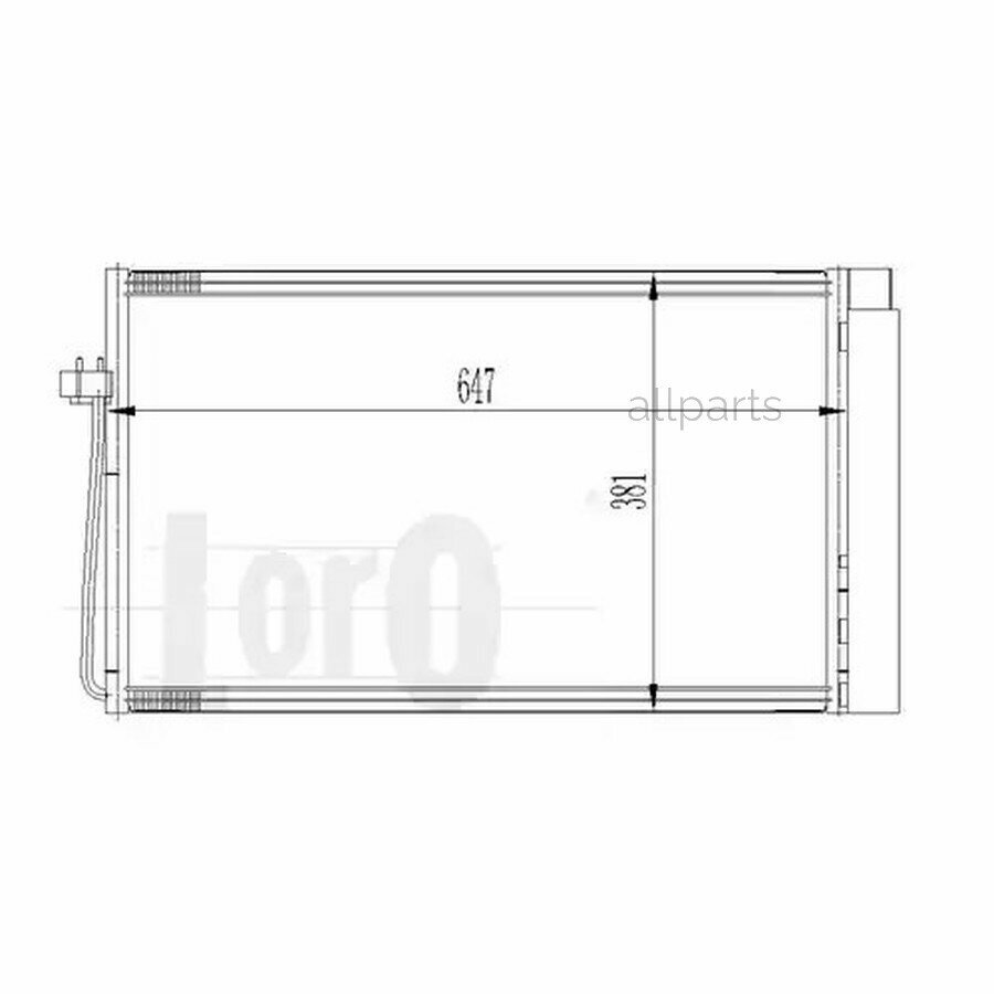 LORO 004-016-0025 Радиатор кондиционера BMW 1 E81-E82-E87-E88 04- 116 d, 3 E90-E91-E92-E93 05- 316d, X1 E84 09- X1 16d, Z4 E89 09- sDrive35i (с осушителем)