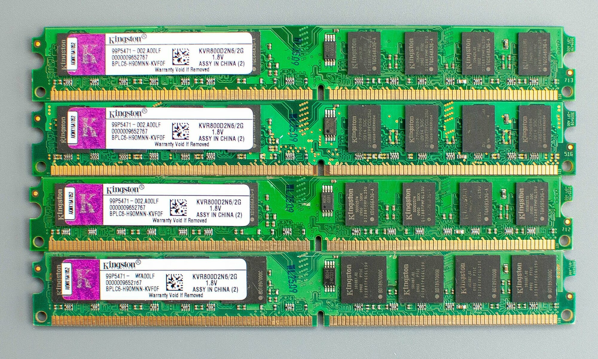 Оперативная память для компьютера 2GB DDR2 PC2-6400U 800MHz DIMM 4шт.