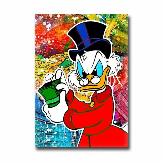 Плакат Miniso с изображением Дональда Дака из классического мультфильма Disney, декоративная фреска на холсте для гостиной и спальни, Размер (дюймы): 30X45 см. Без рамы.