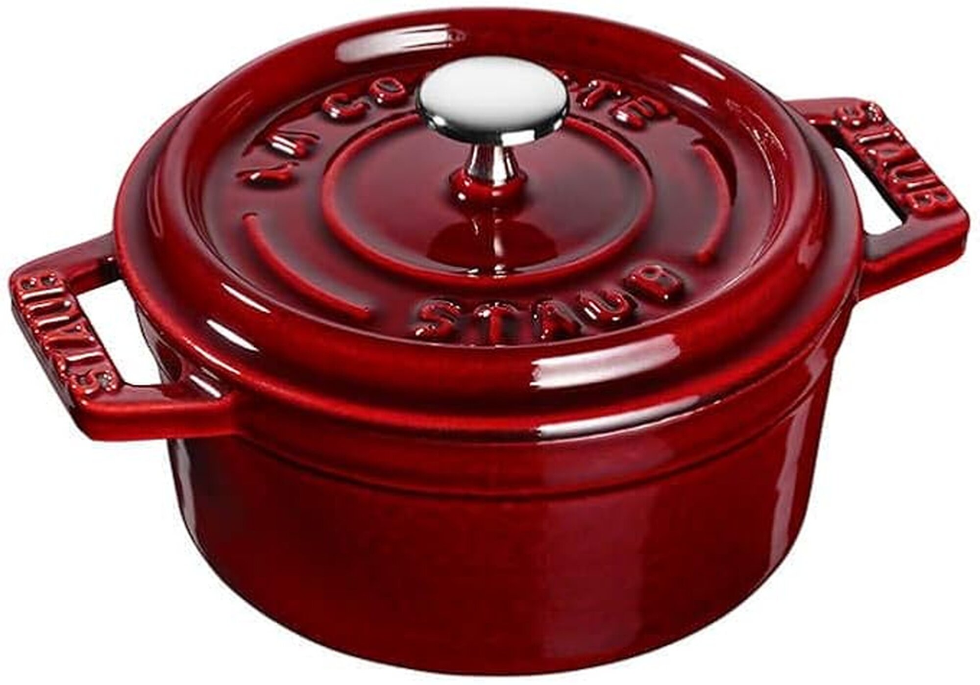 Кокотница с крышкой STAUB Mini Cocotte, чугунная, диаметр 10 см, цвет бордовый, 1004195