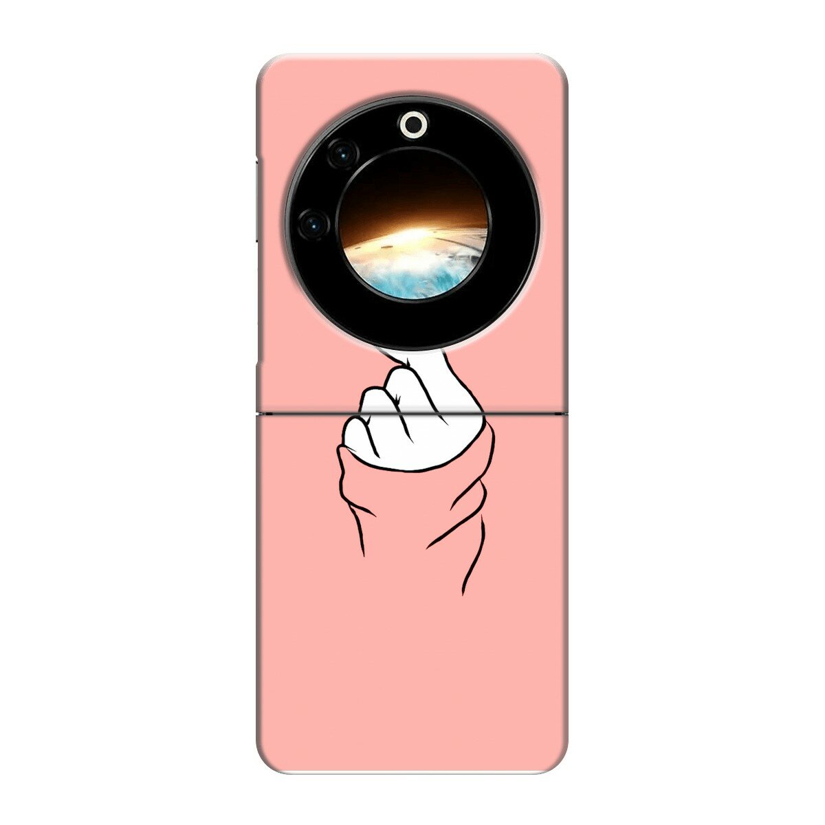 Чехол для Tecno Phantom V Flip 5G с принтом для женщин с сердечком пальцами (Техно Фантом В Флип 5G)