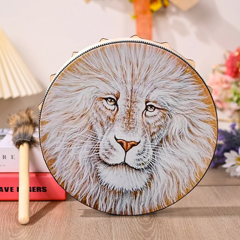 10-дюймовый шаманский барабан, инструмент для заживления звука, барабанная головка с барабанной палочкой, ударный музыкальный инструмент для взрослых и детей