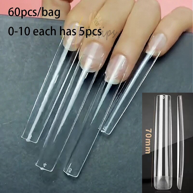 Гелевые типсы для наращивания ногтей Gel X, прозрачные, 120 шт. 5XL square