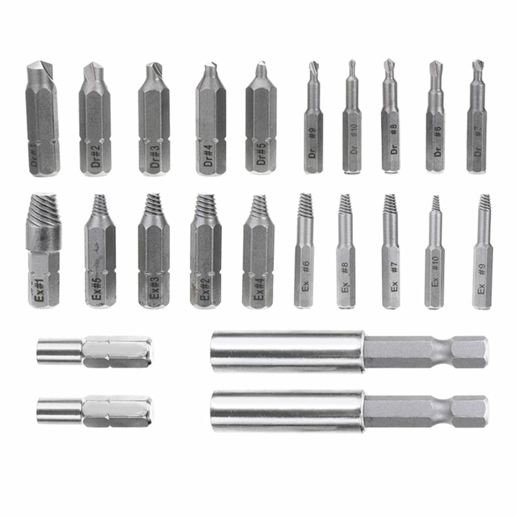 24 шт, экстрактор поврежденных винтов и набор болтов, инструмент для легкого демонтажа сломанных болтов