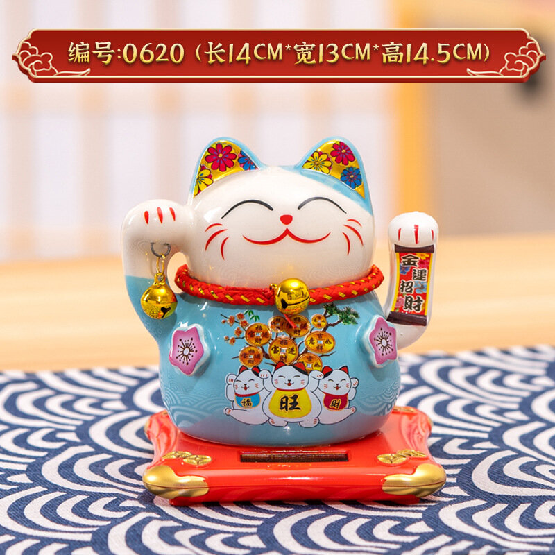 Лампа Lucky Cat Light Energy Shake Hand, керамическая, солнечная, 6 дюймов