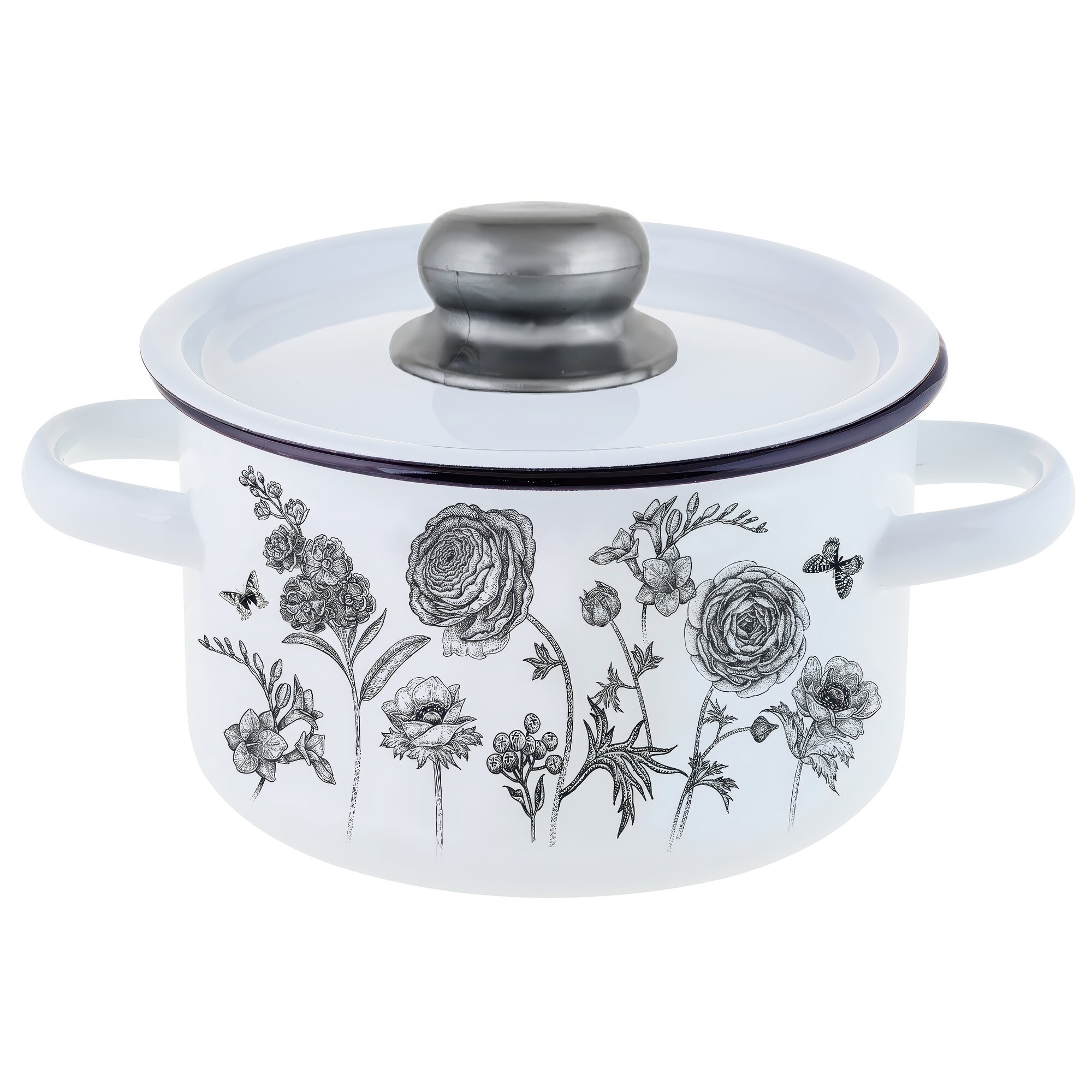 Кастрюля Appetite Je taime объем 1,5 литров, эмалированное покрытие