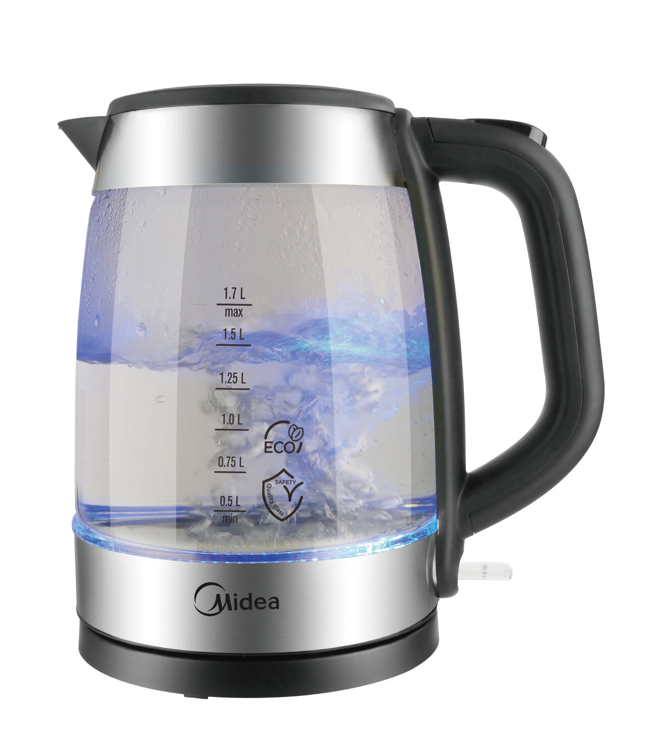 Чайник Midea MK-8008, мощность 2200 Вт, объем 1,7 л, серебристый