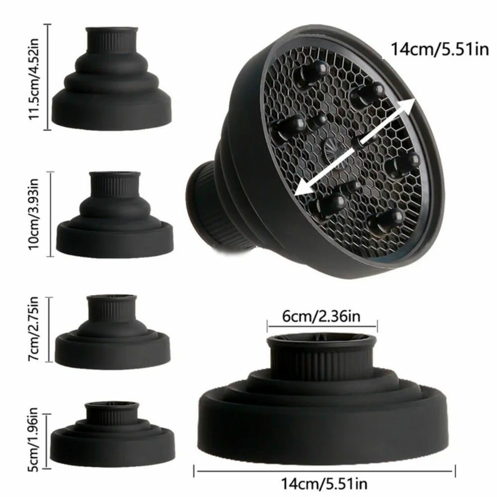 Универсальный силиконовый диффузор для фена Salon Tool, регулируемый, складной, устойчивый к воздействию высоких температур, рассеивающий сушку волос