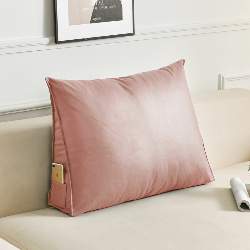 Эргономичная треугольная подушка-спинка из экокожи, 20x50x100 см, для дивана, эркера, поясницы (техническая ткань, 6 размеров)