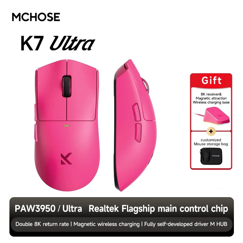 MCHOSE K7 Ultra Беспроводная игровая мышь K7 Ultra-Red