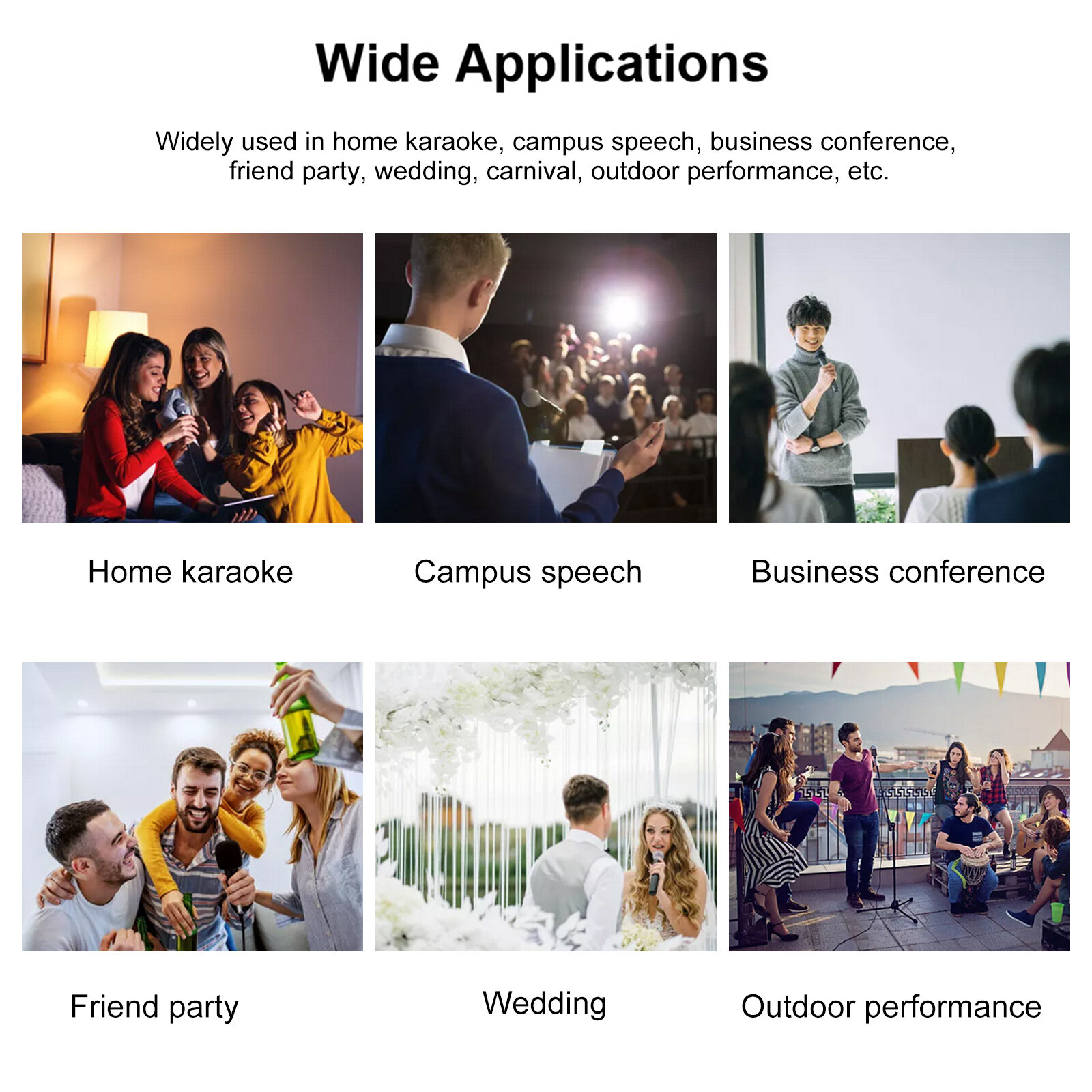 Ручная беспроводная микрофонная система с USBприёмником, защитой от помех, для уличных выступлений,
