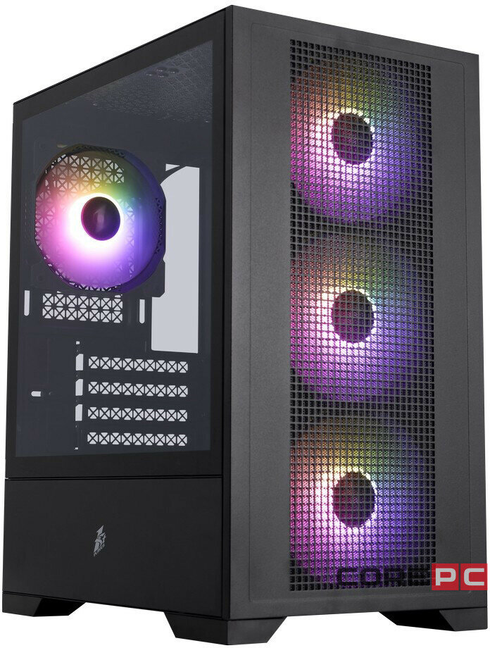 Компьютерный корпус 1STPLAYER Go2 ARGB Black (Go2-BK-4F7) USB 3.0, ARGB, закаленное стекло