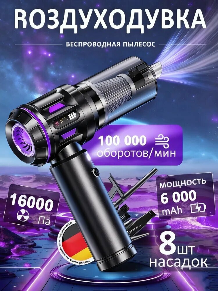Воздуходувка аккумуляторная, воздуходувка аккумуляторная мощная, автомобильный пылесос 4в1