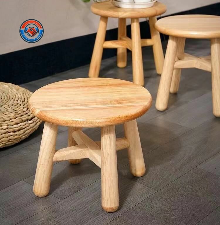 Круглый деревянный табурет из цельного массива, компактный низкий табурет для кухни, прихожей и ванной, стильный деревянный стул shiwu 1.2 кг