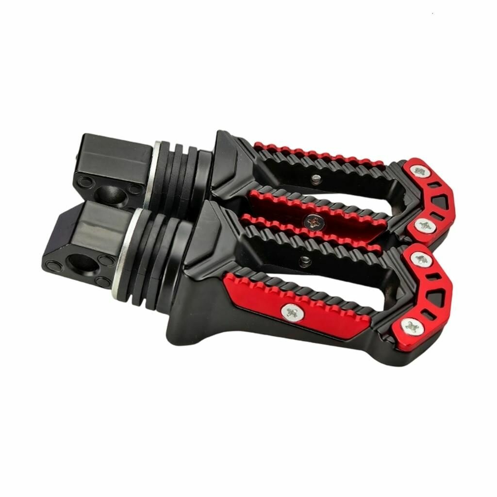 Пара современных подножек для пассажира мотоцикла с противоскользящей поверхностью из алюминия, красный