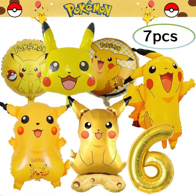 Украшения для дня рождения в стиле покемонов, самодельные наклейки с Пикачу, столовая посуда, тарелки, скатерти, подарки для детских праздников, праздничные атрибуты