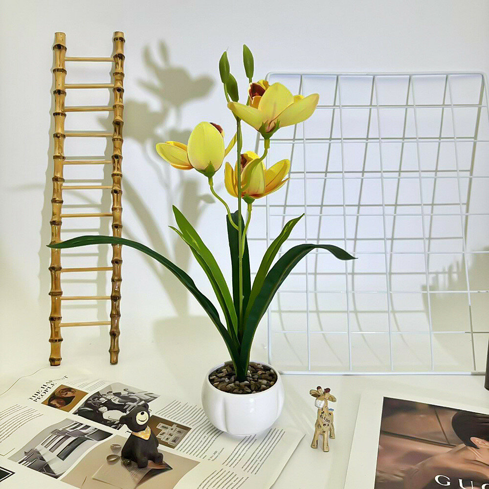 Камень растение с цветами дождя из пластика и смолы для уличного декора и фотосъемки желтый