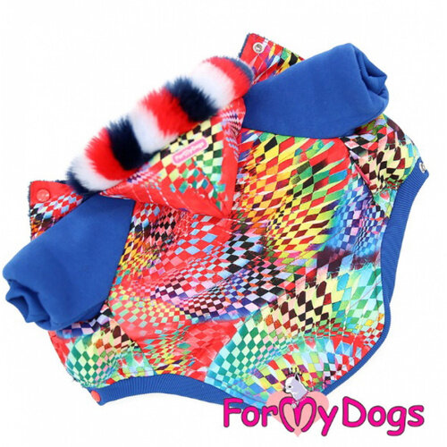 Formydogs Куртка теплая красно-синяя с узором размер 10