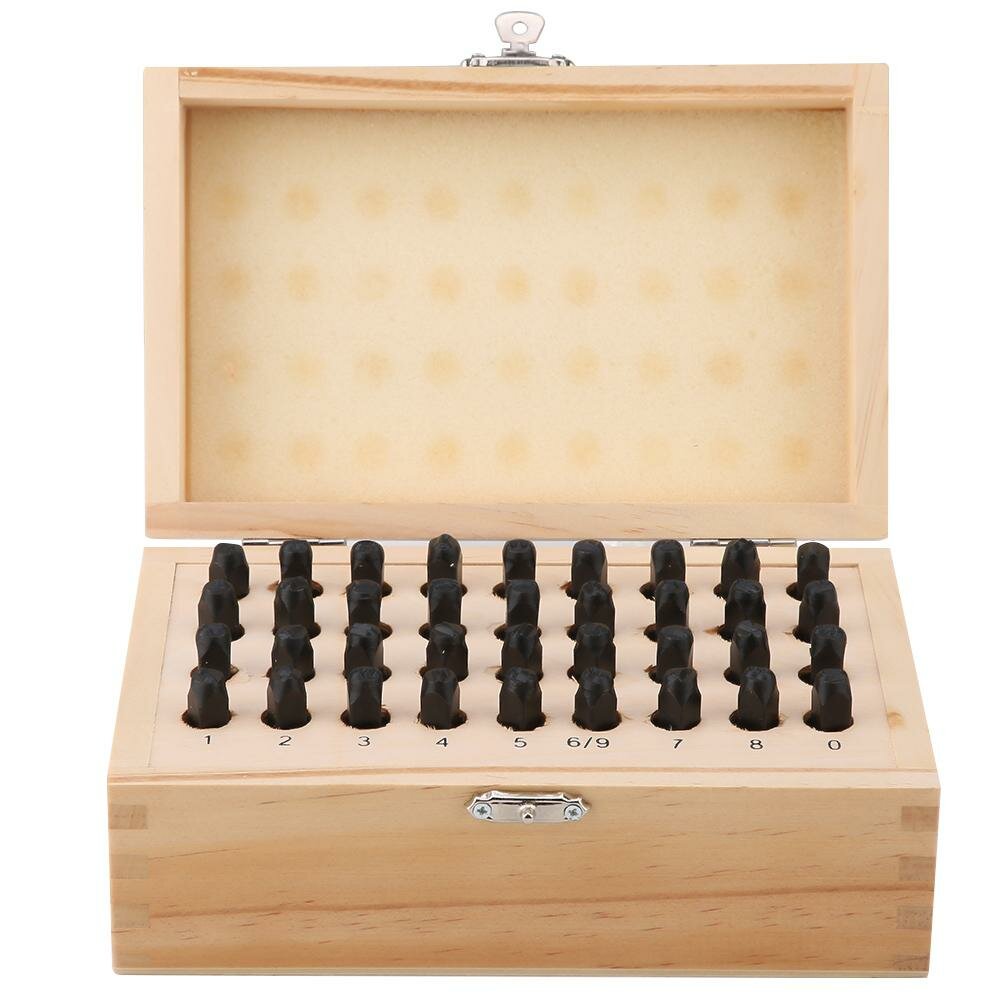 Carbon Steel Leather Stamp Set, 36pcs/set Practical 6mm Letter and Number Woodworking for Crafts