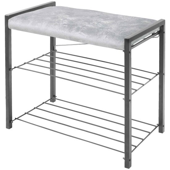 Этажерка для обуви Nika ЭКТ3-60В с мягким сиденьем, серый/темно-серый (ЭКТ3-60В/СР)