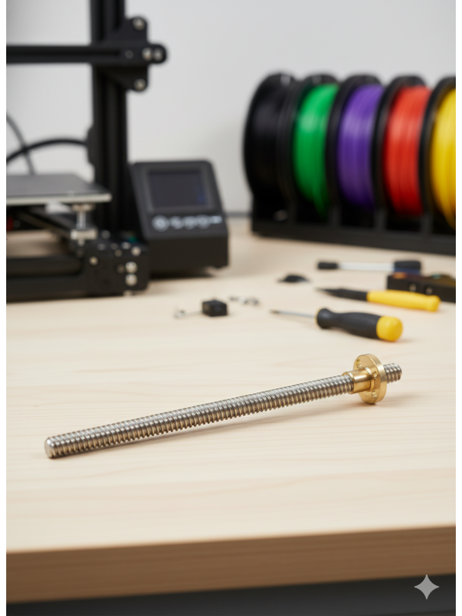 Трапецеидальный винт ходовой с гайкой T8x4, 400мм , нерж. Сталь