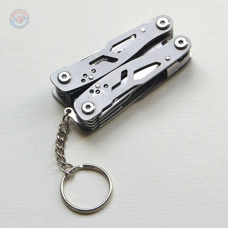 Мини складные плоскогубцы 14 в 1 из нержавеющей стали, компактный мультитул для кемпинга, походов и домашнего ремонта, стальной цвет