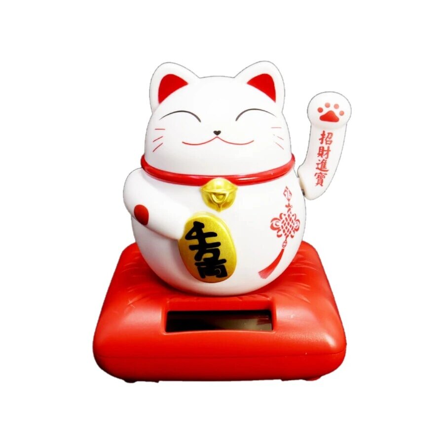 Манеки Неко оберег на процветание Манящий кот белый 9см